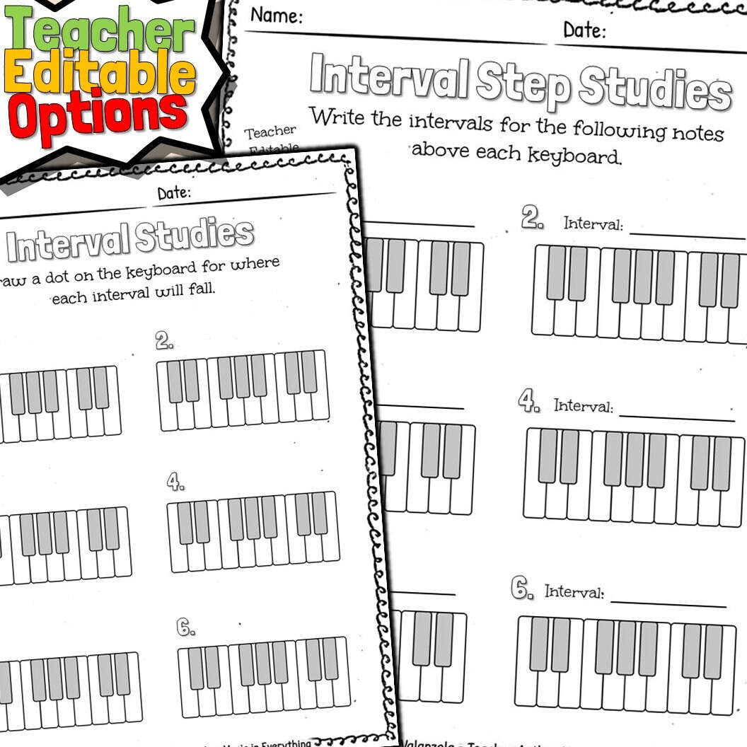 Piano Intervals Worksheets - Etsy