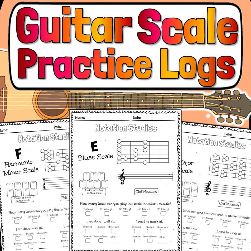 Guitar Scale Practice Log Worksheets - Etsy