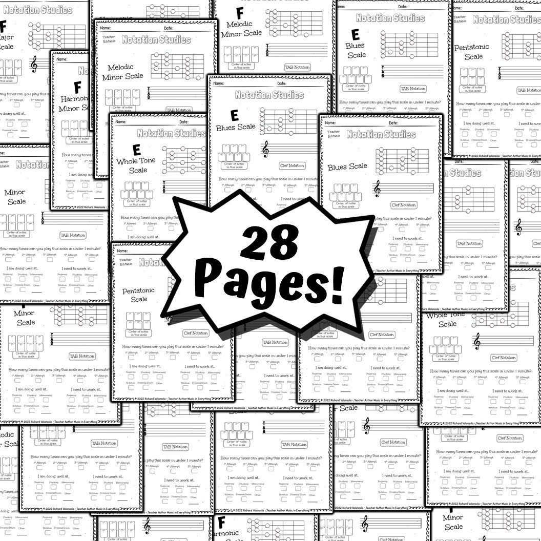 Guitar Scale Practice Log Worksheets - Etsy