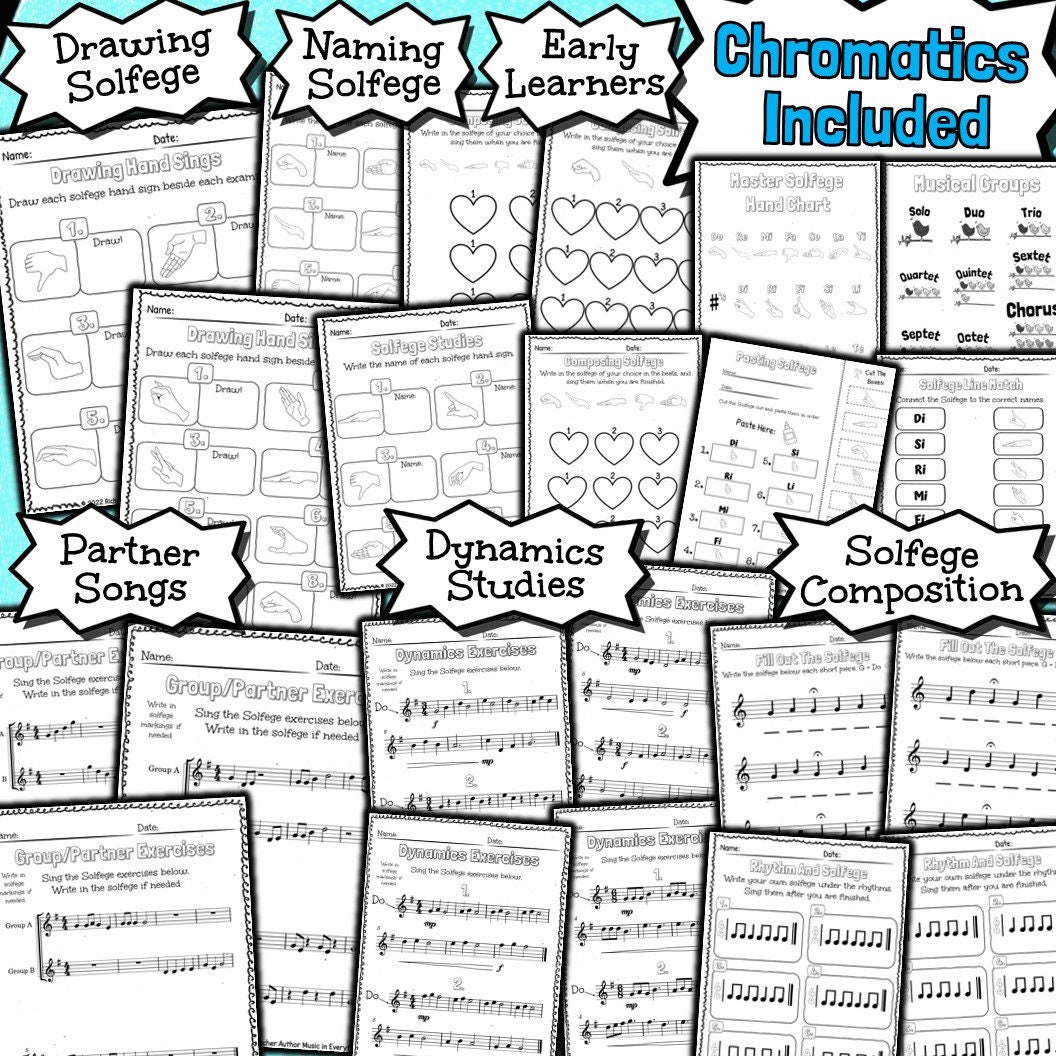 300 Solfege Worksheets - Tests Quizzes Homework Classwork Sub-work ...