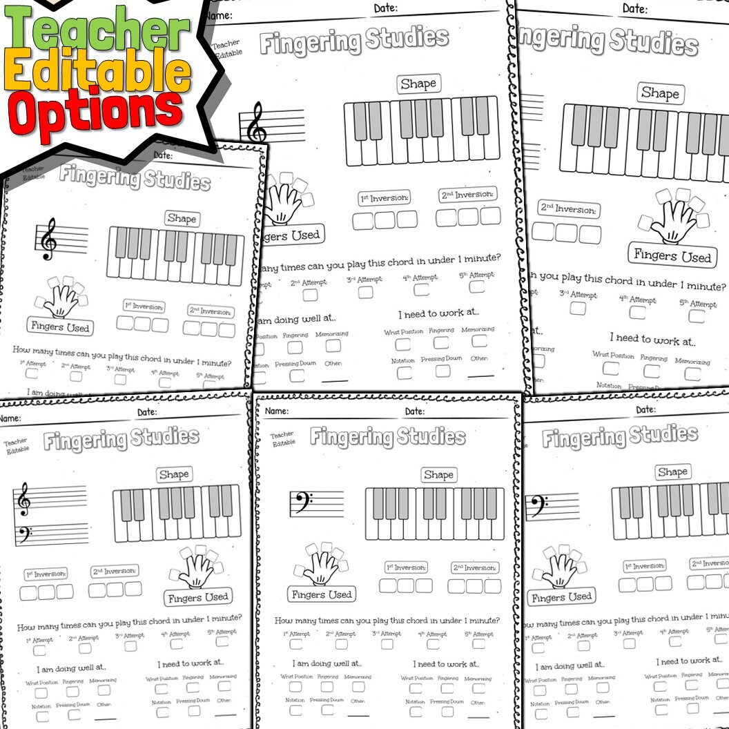 Piano Chord Practice Logs Worksheets - Etsy