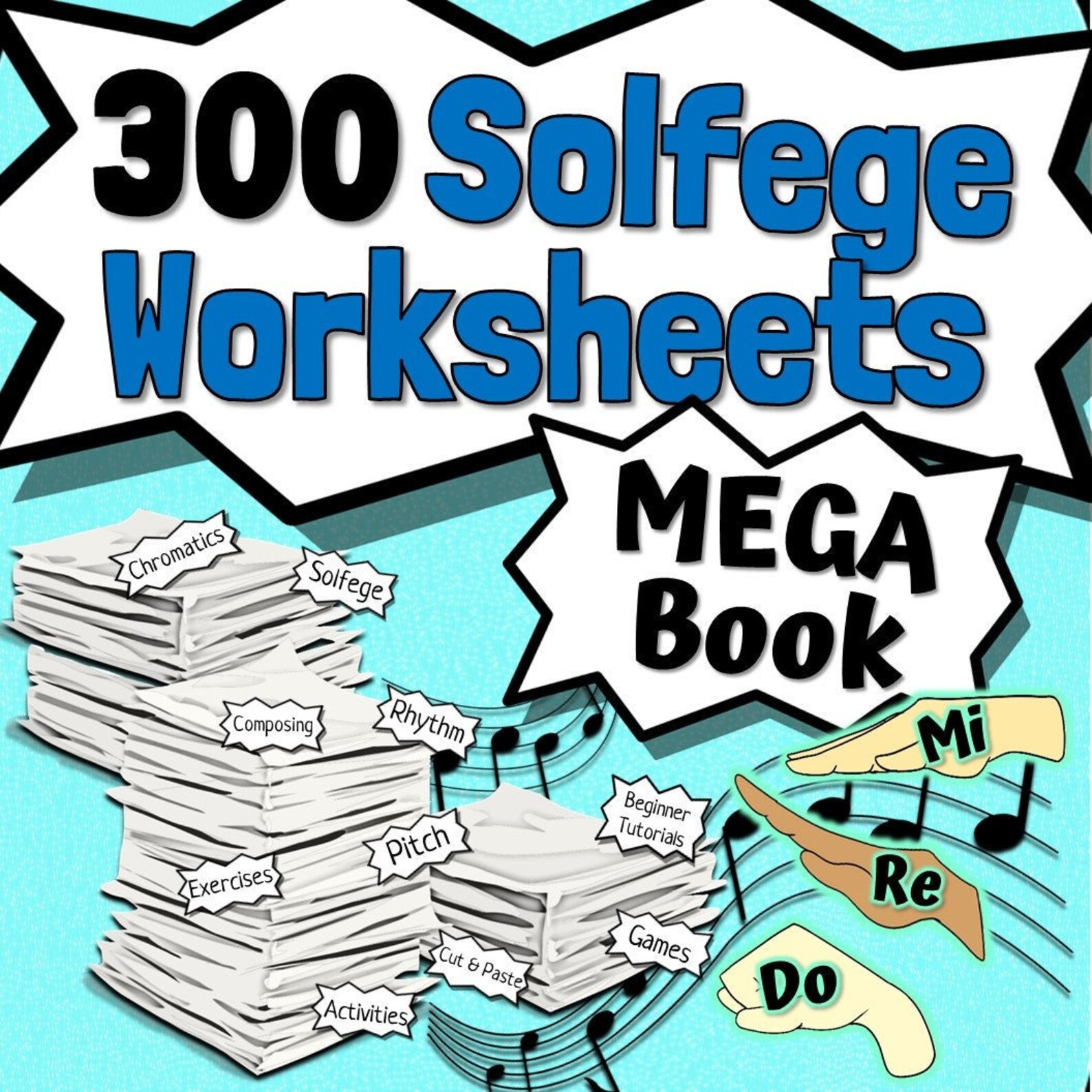 300 Solfege Worksheets - Tests Quizzes Homework Classwork Sub-work ...