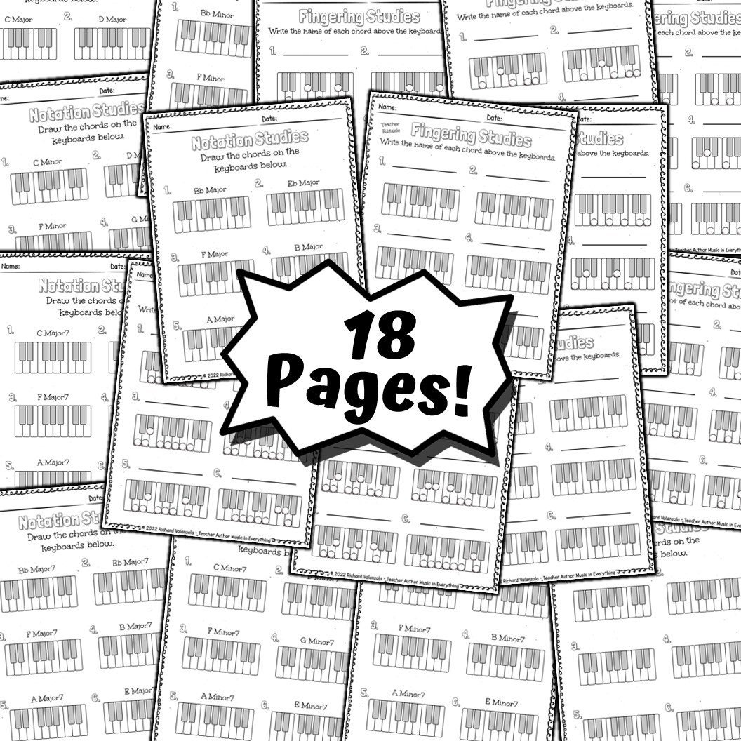 Piano Chord Worksheets - Etsy