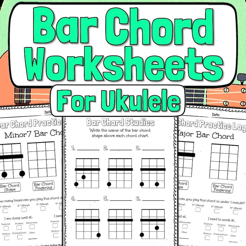 Ukulele Bar Chords Worksheets - Etsy