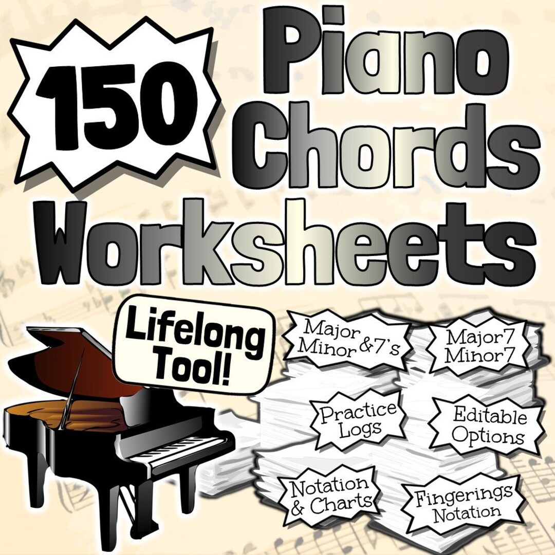 150 Piano Chords Worksheets | Tests Quizzes Homework Sub Work and More ...