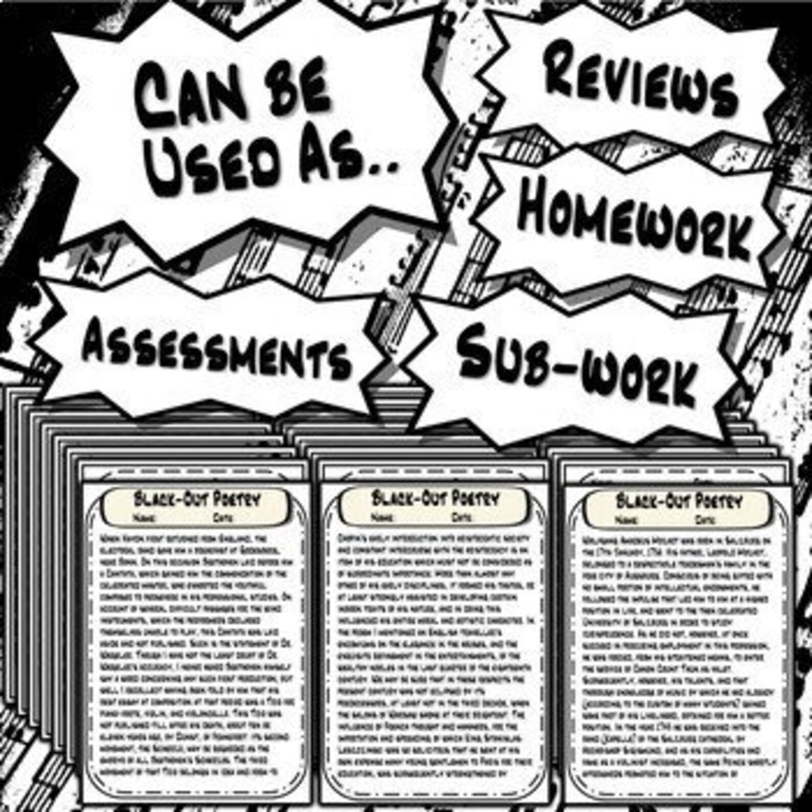 60 Black Out Poetry Worksheets Powerpoint Instructions | Etsy