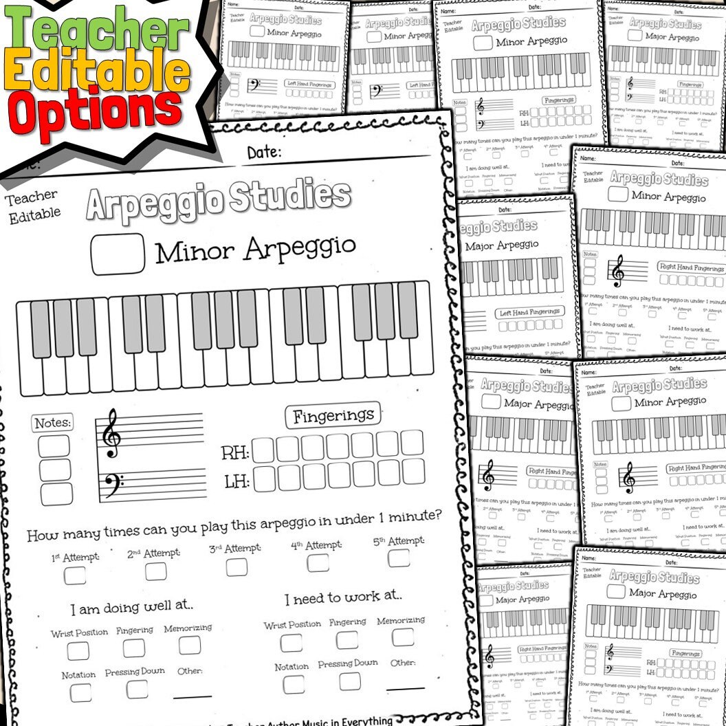 Piano Arpeggio Practice Logs Worksheets - Etsy