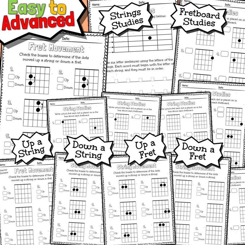 Guitar Strings and Frets Worksheets - Etsy