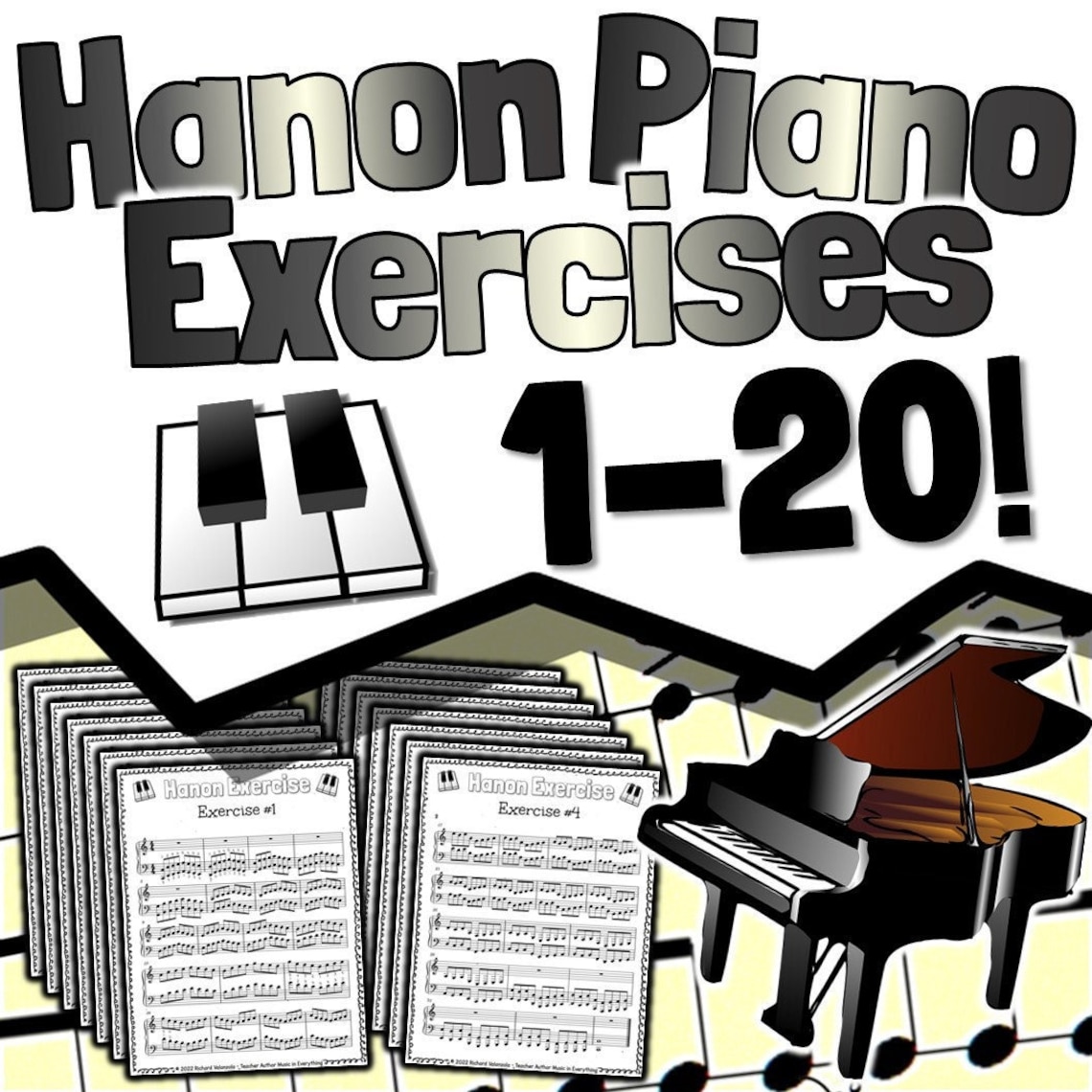 Hanon Piano Exercises | Printable Exercises 1-20 - Etsy