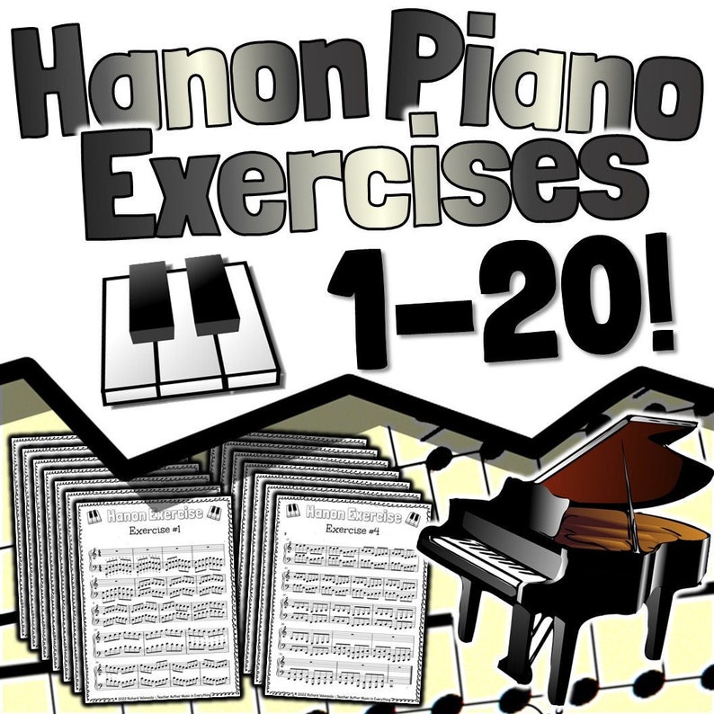 Hanon Piano Exercises | Printable Exercises 1-20 - Etsy