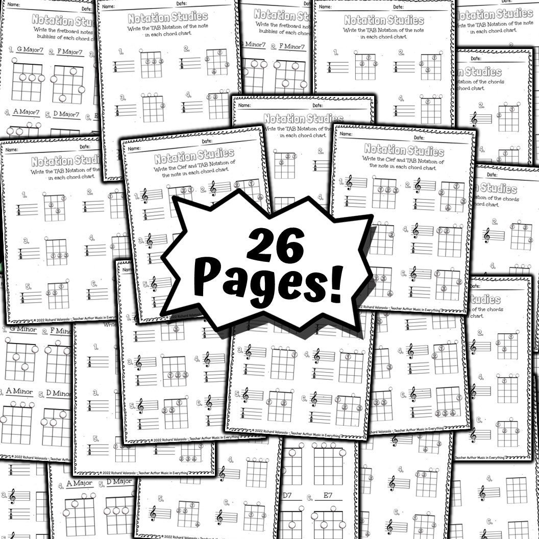 Ukulele Notation Worksheets - Etsy