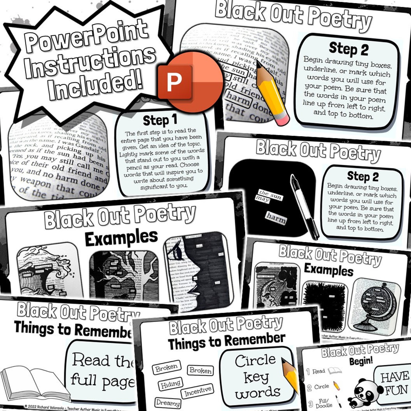 60 Black Out Poetry Worksheets | Powerpoint Instructions Included! - Etsy