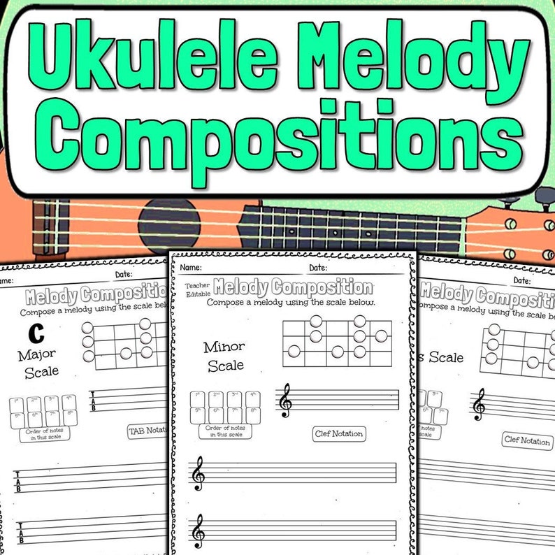 Ukulele Melody Composition Worksheets - Etsy