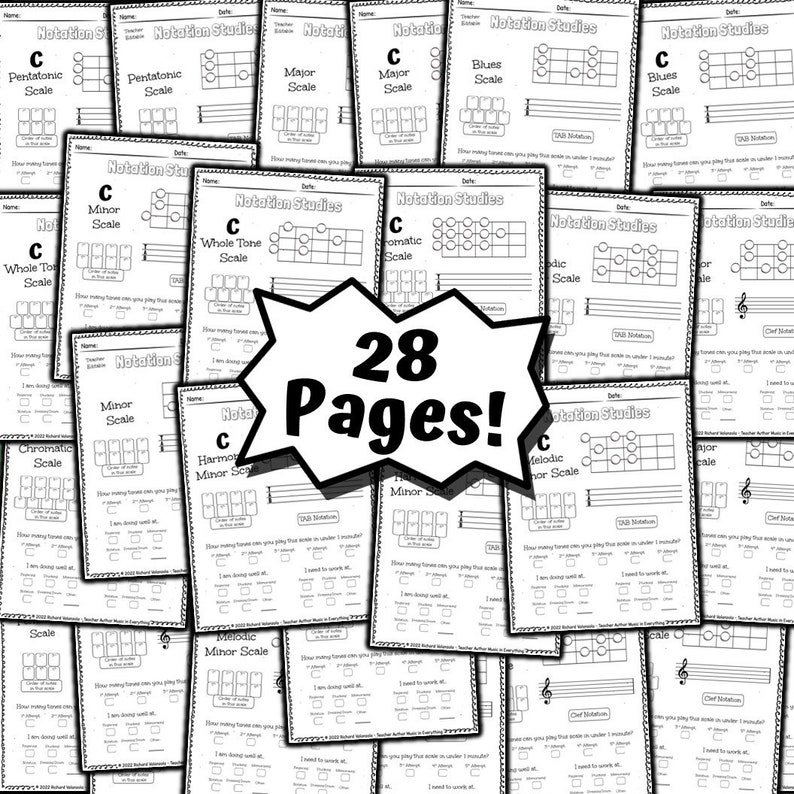 Ukulele Scale Practice Log Worksheets - Etsy