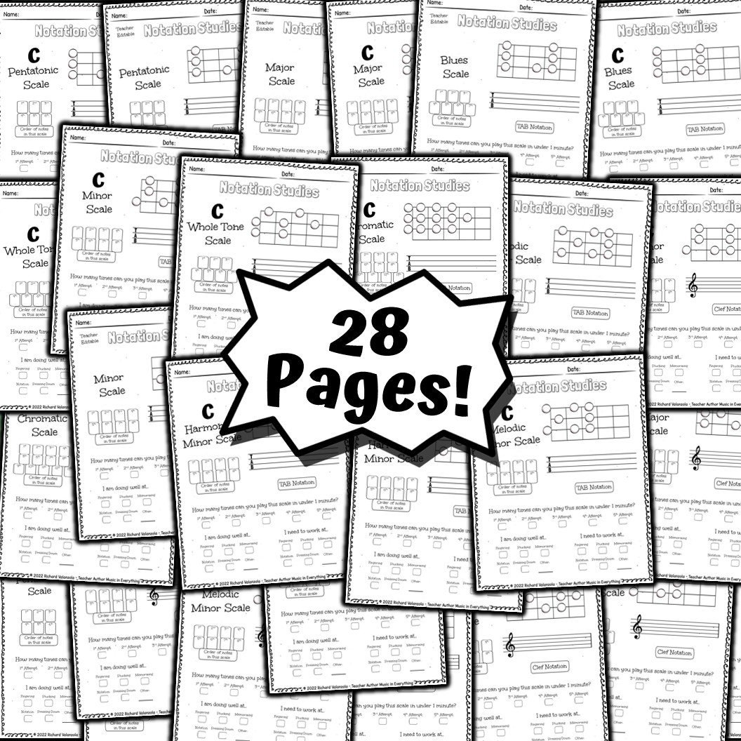 Ukulele Scale Practice Log Worksheets - Etsy