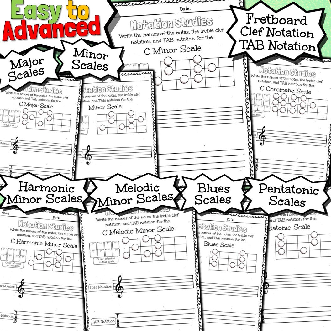 Ukulele Scale Notation Worksheets - Etsy