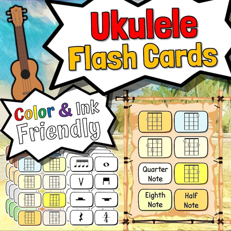 Ukulele Flash Cards - Etsy