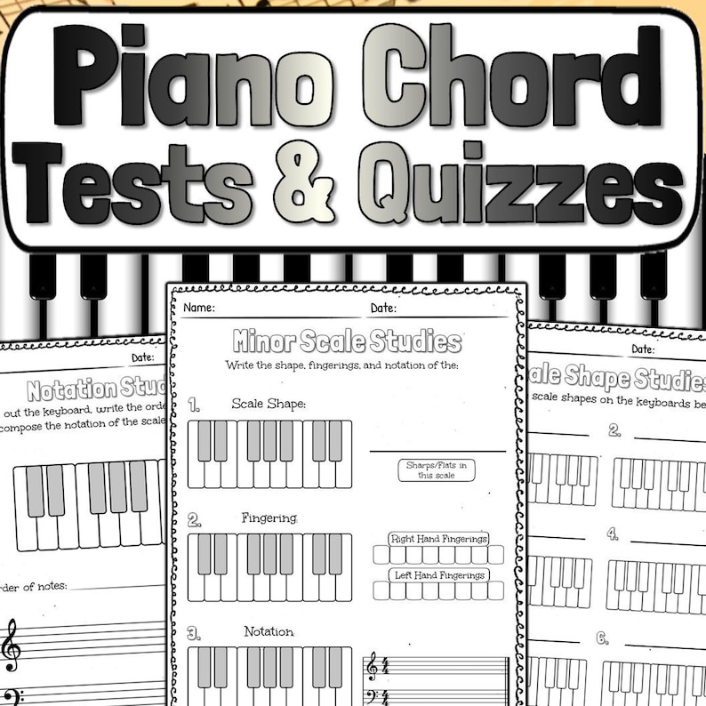 Piano Chord Tests Worksheets - Etsy