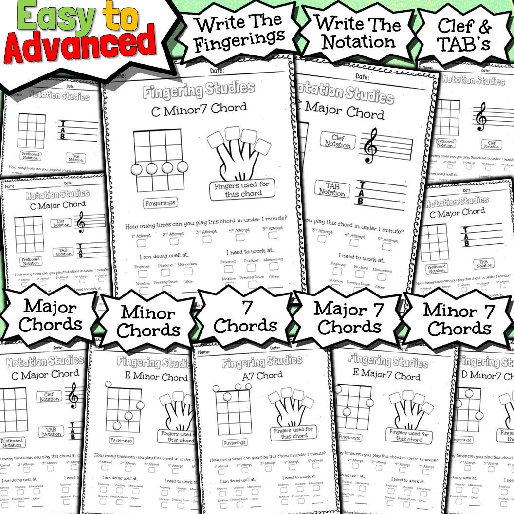 Ukulele Chord Practice Logs Worksheets - Etsy