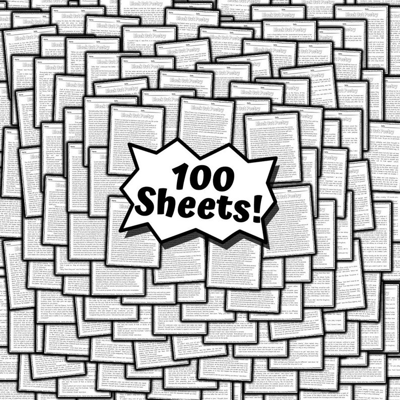 60 Black Out Poetry Worksheets | Powerpoint Instructions Included! - Etsy