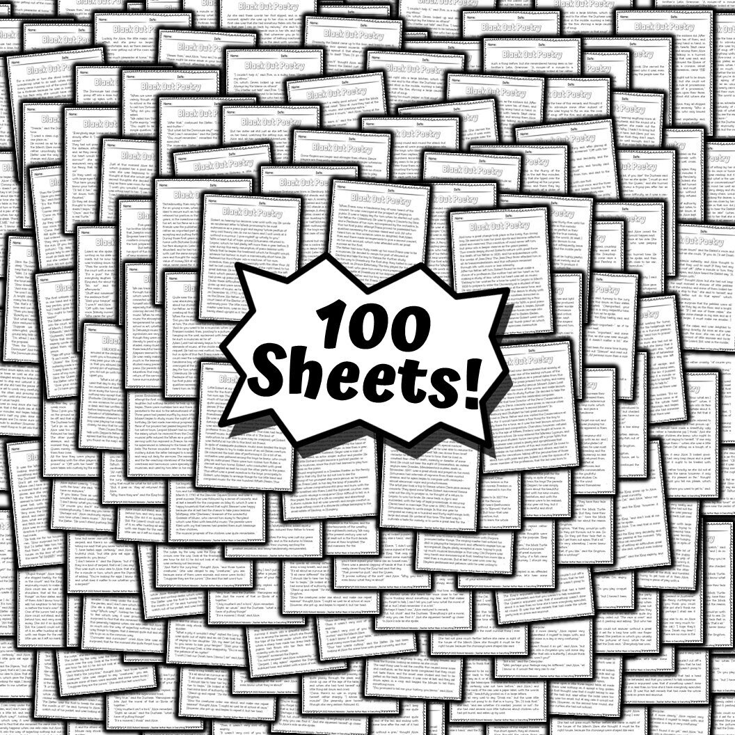 60 Black Out Poetry Worksheets | Powerpoint Instructions Included! - Etsy