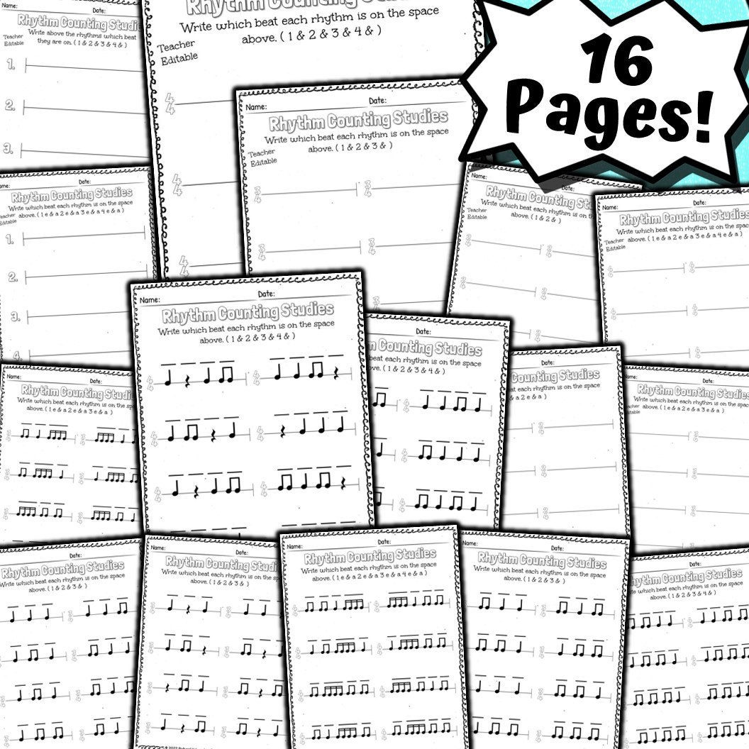 Rhythm Counting Mastery Worksheets - Etsy
