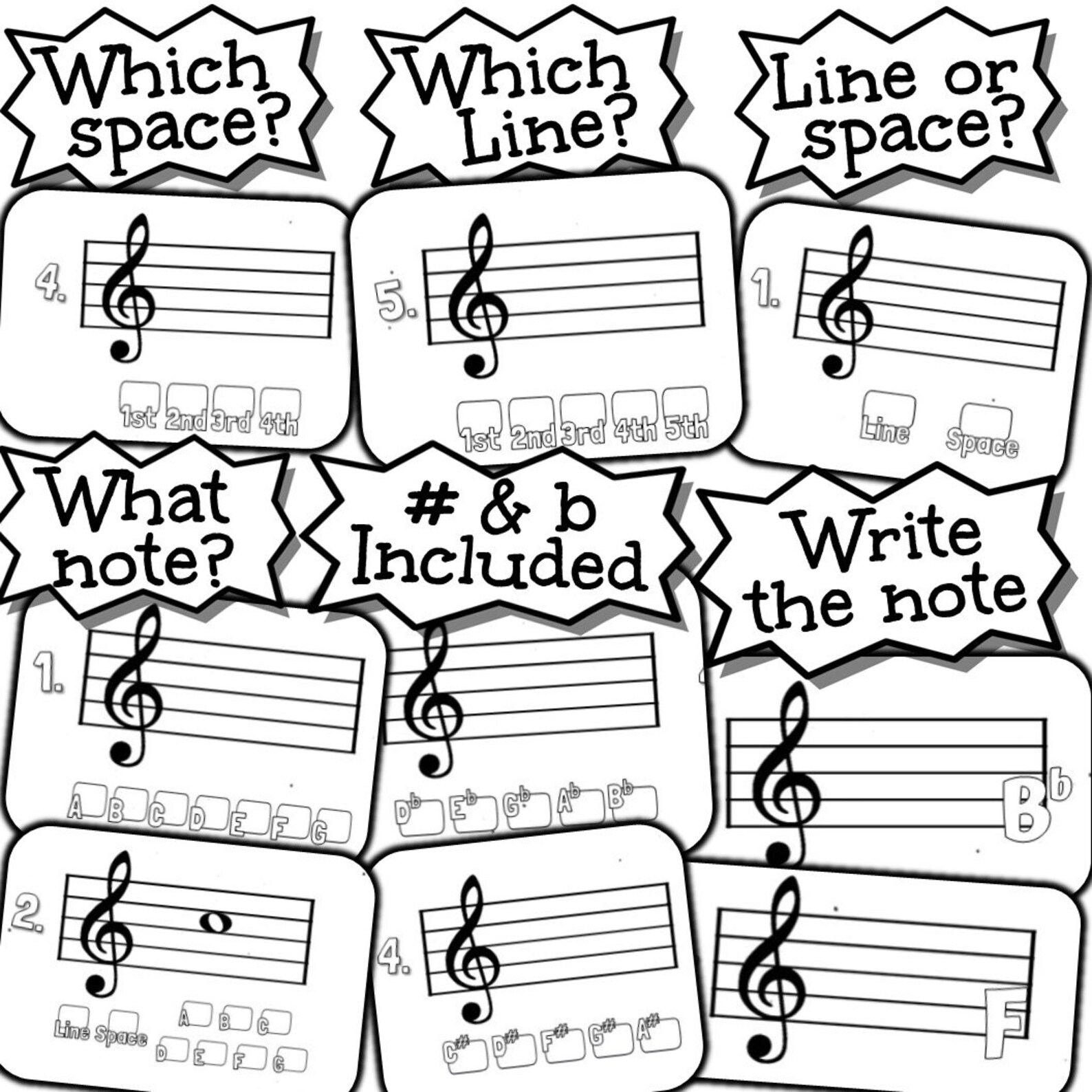 40 Treble Clef Worksheets - Tests Quizzes Homework Sub-work & More! - Etsy