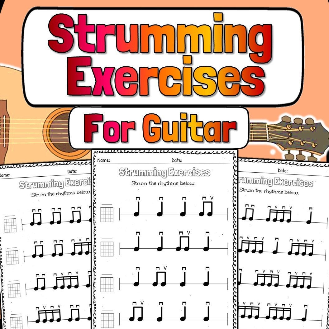 Guitar Strumming Exercises Worksheets - Etsy