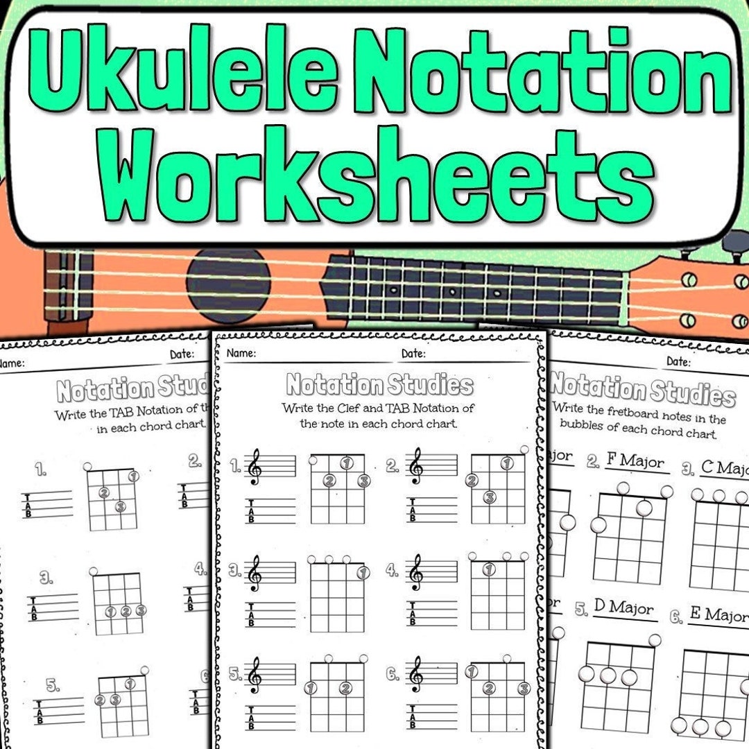 Ukulele Notation Worksheets - Etsy