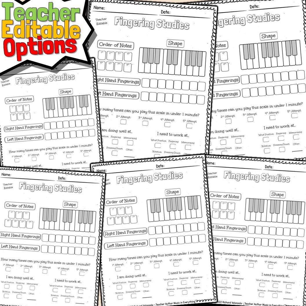 Piano Scale Fingerings Practice Logs Worksheets - Etsy
