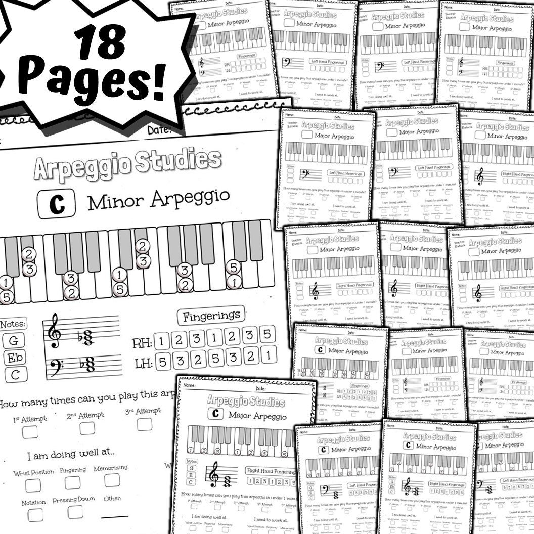 Piano Arpeggio Practice Logs Worksheets - Etsy
