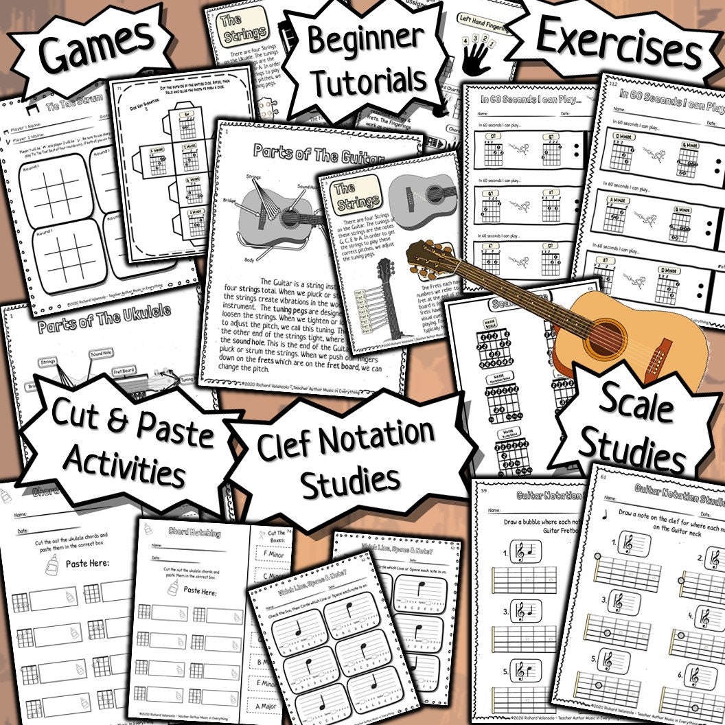 250 Guitar Worksheets - Etsy