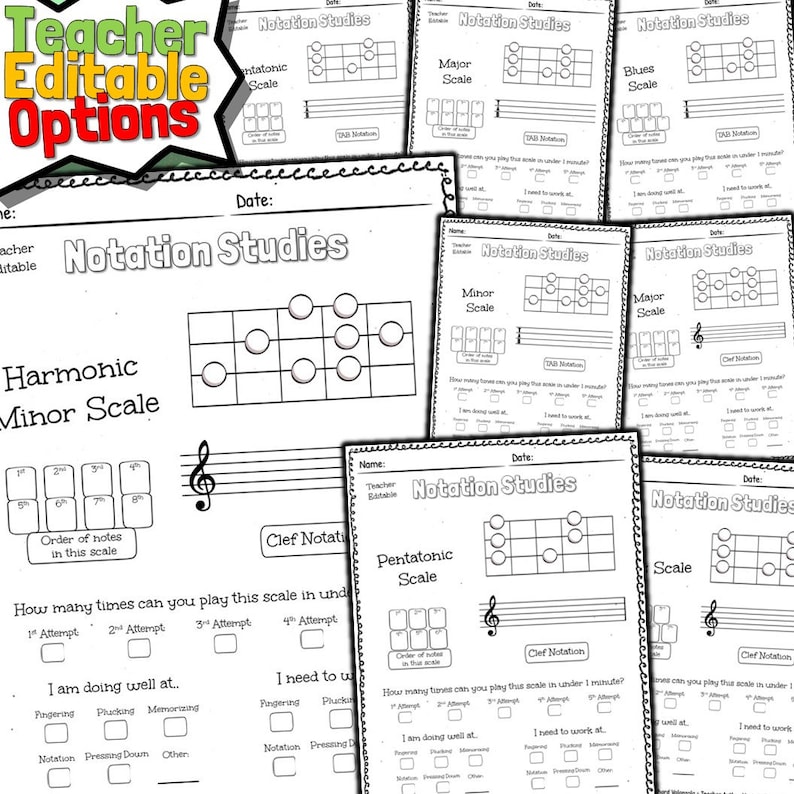 Ukulele Scale Practice Log Worksheets - Etsy