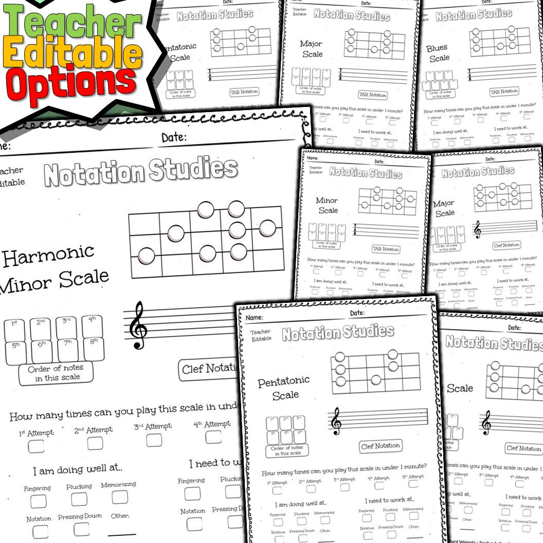 Ukulele Scale Practice Log Worksheets - Etsy
