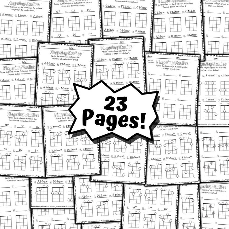 Ukulele Chord Fingerings Worksheets - Etsy