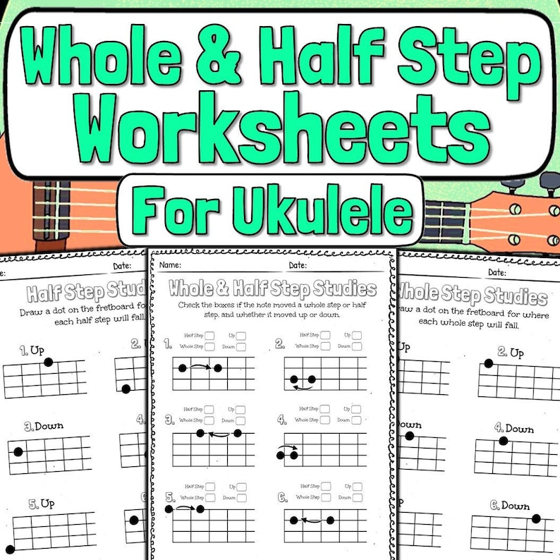 Ukulele Whole Step & Half Step Worksheets - Etsy