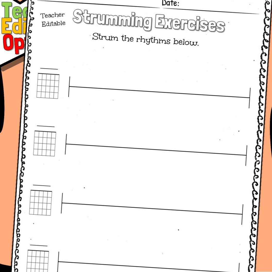 Guitar Strumming Exercises Worksheets - Etsy