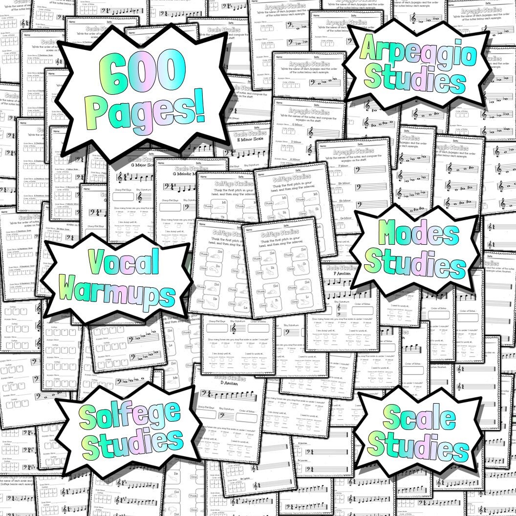 600 Choir Worksheets Vocals Exercises for Chorus - Etsy