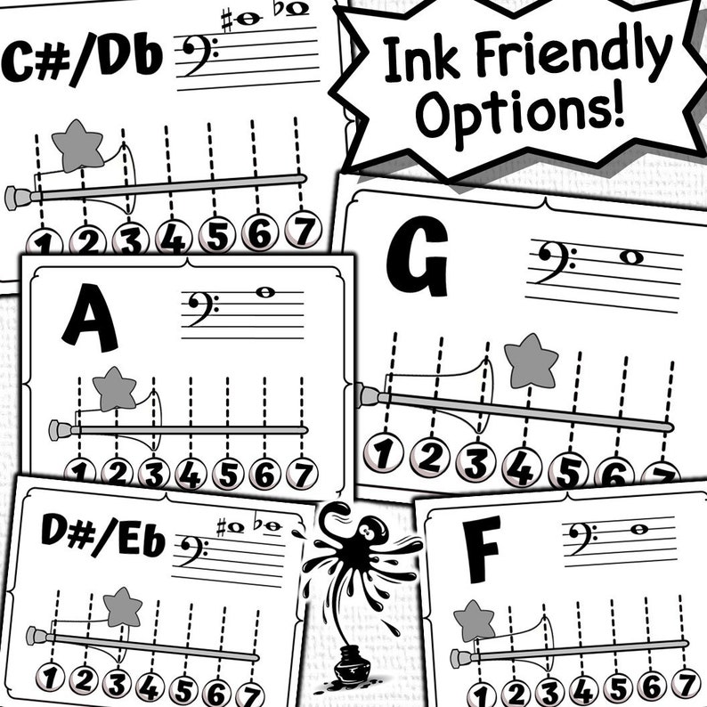 Trombone Fingering Chart Posters - Etsy