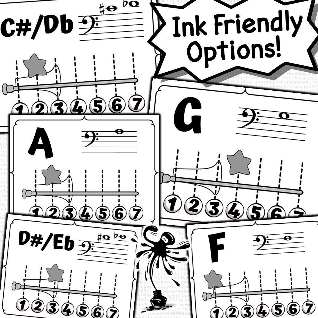 Trombone Fingering Chart Posters - Etsy