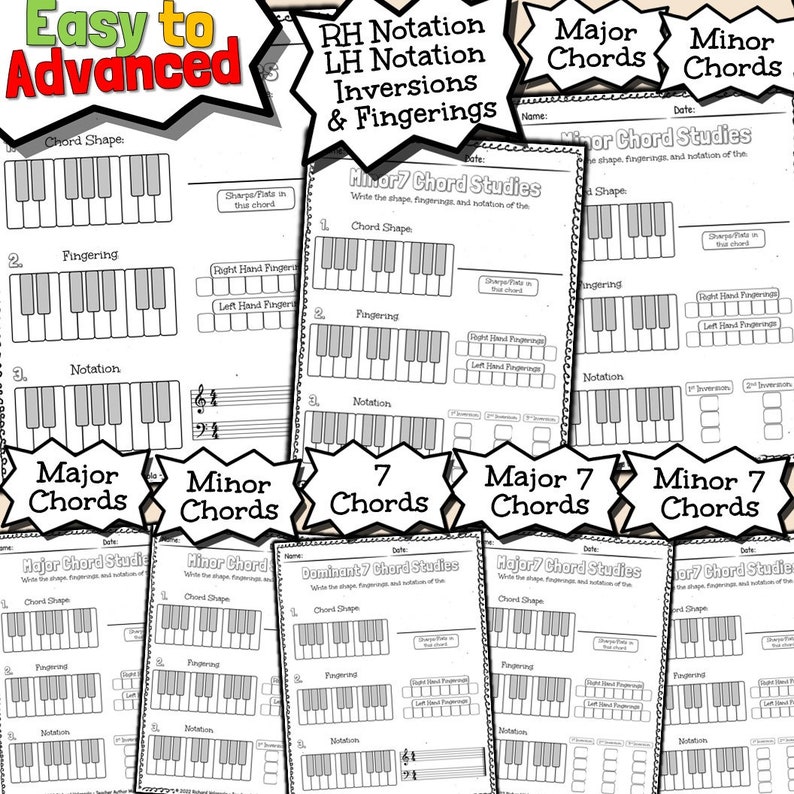 Piano Chord Tests Worksheets - Etsy