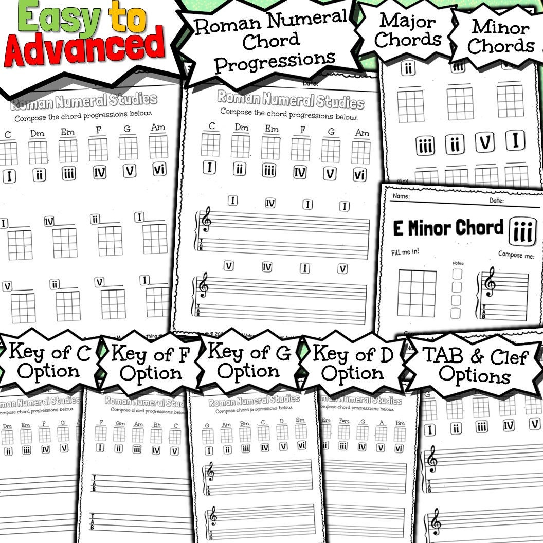 Ukulele Chord Progression Composition Worksheets - Etsy