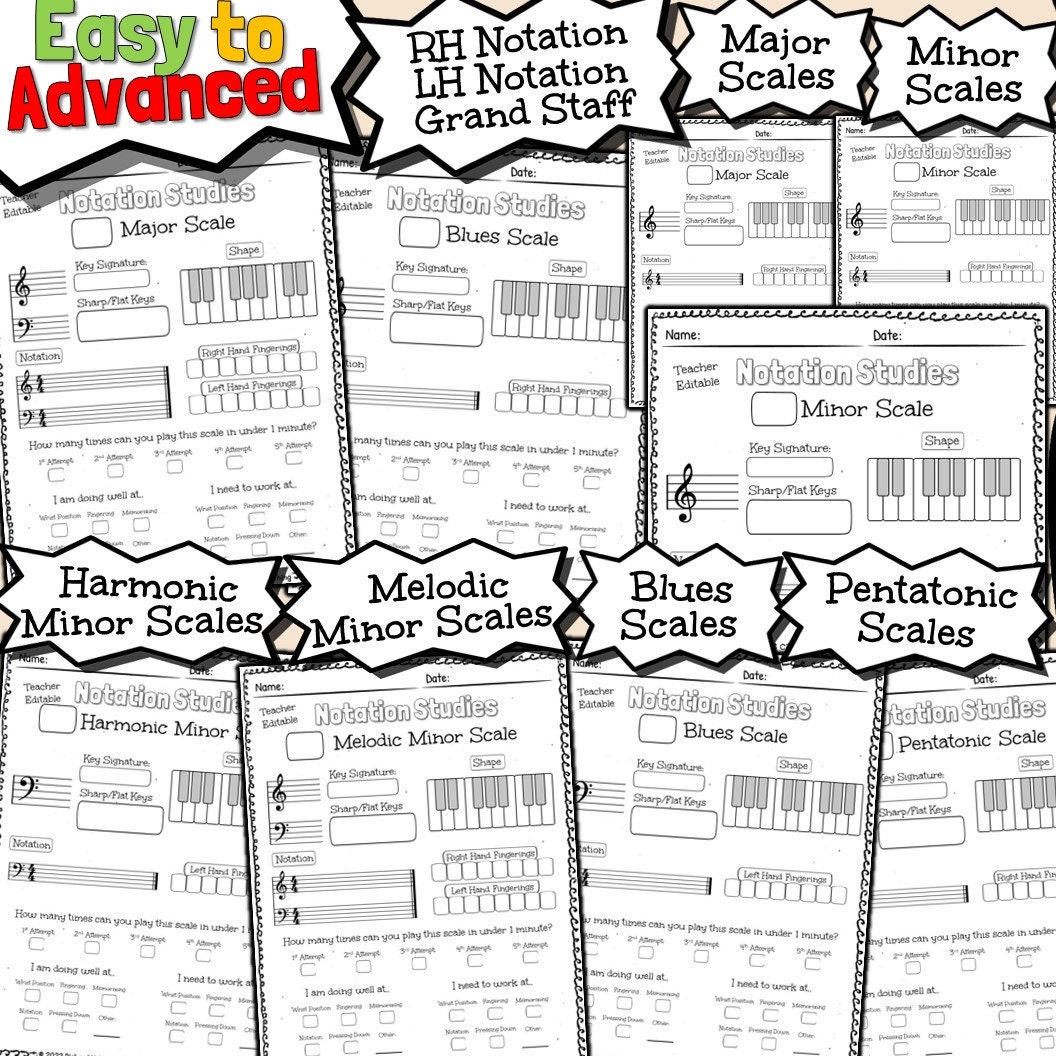 Piano Scale Practice Logs Worksheets - Etsy