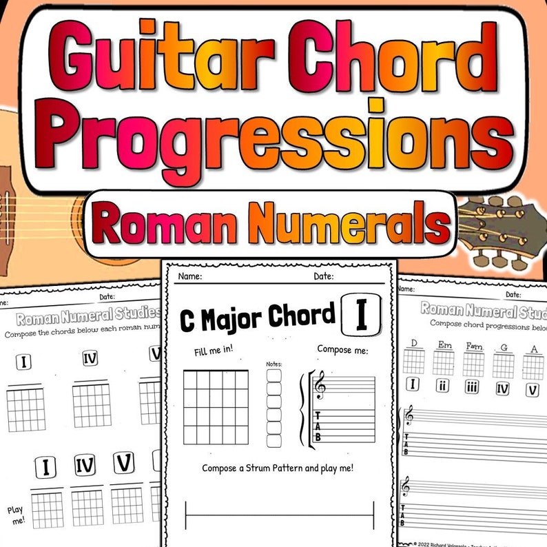 60 Guitar Chord Progression Composition Worksheets - Etsy