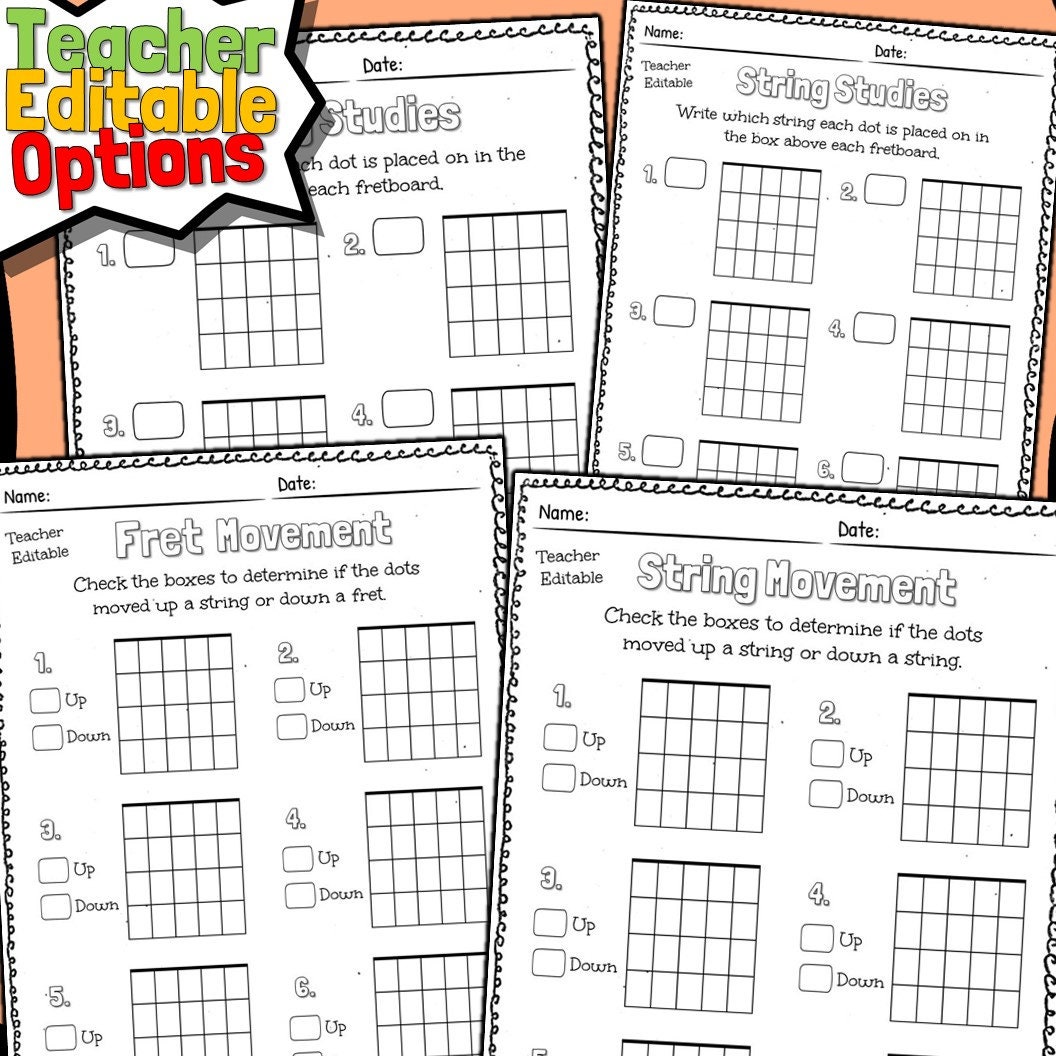 Guitar Strings and Frets Worksheets - Etsy