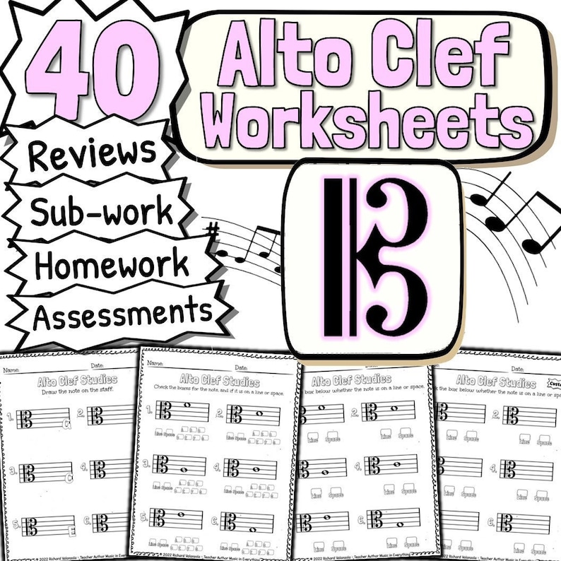 40 Alto Clef Worksheets - Tests Quizzes Homework Classwork Sub-work ...