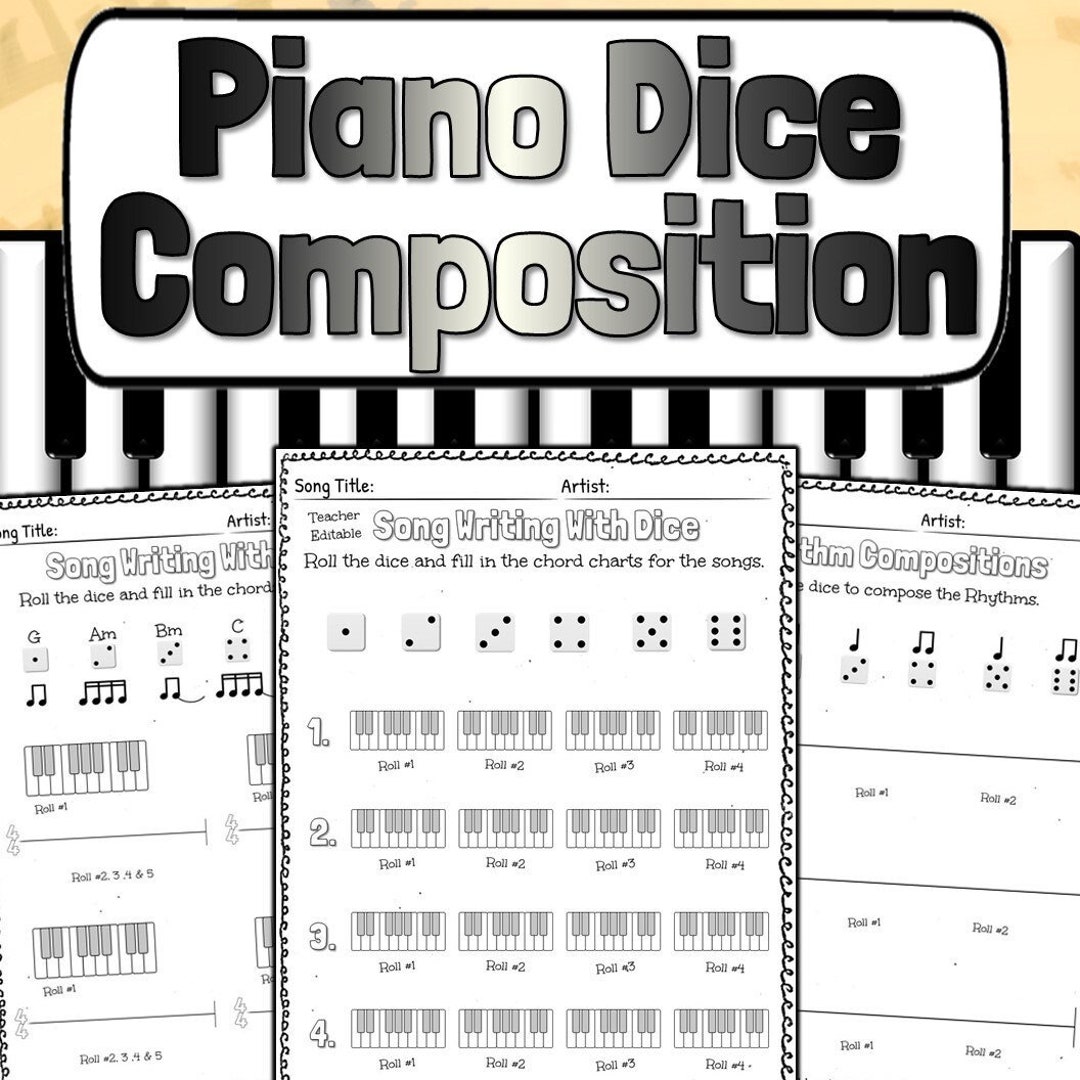 Piano Chord Progression Dice Composition Worksheets - Etsy