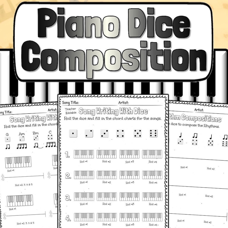 Piano Chord Progression Dice Composition Worksheets - Etsy