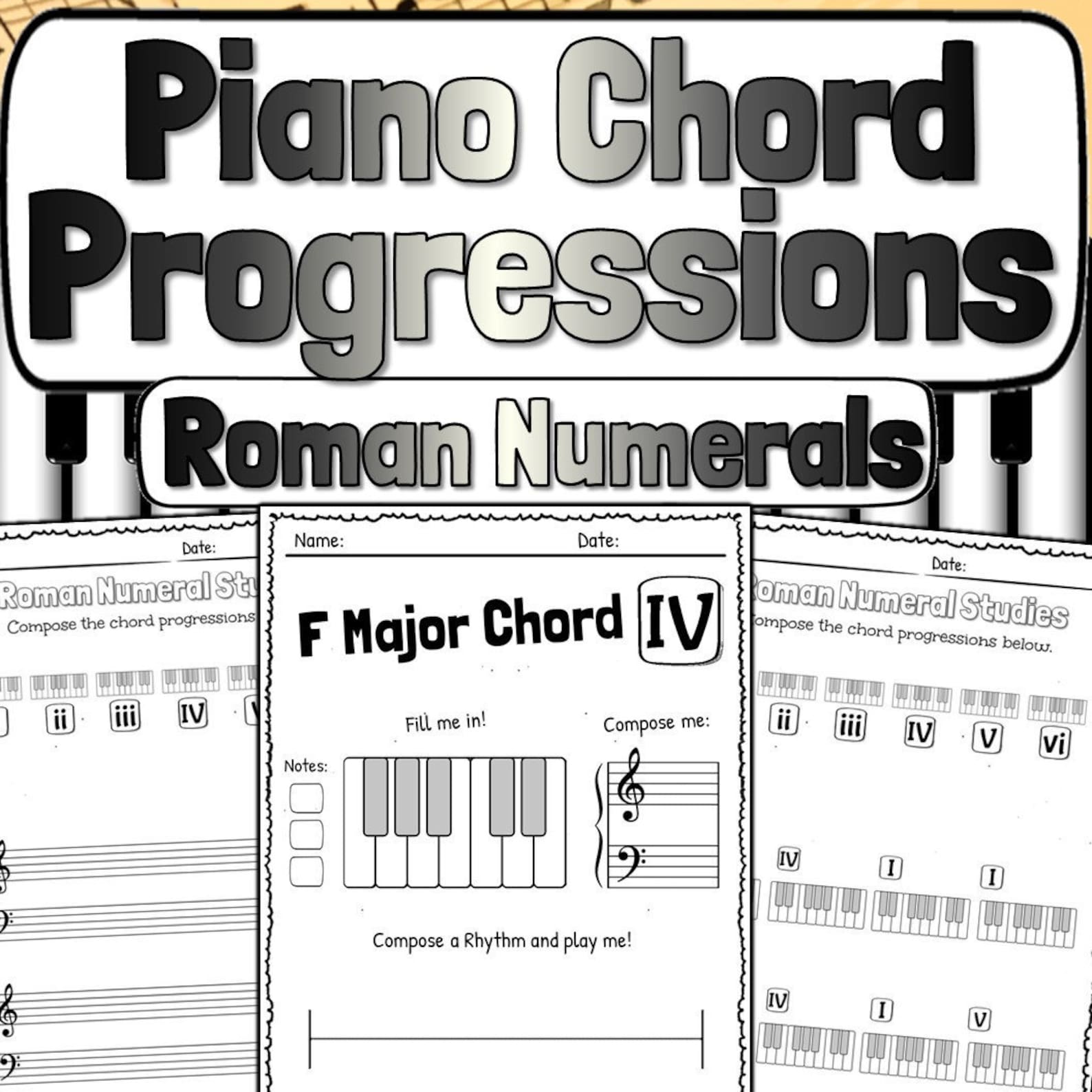 Piano Chord Progression Composition Worksheets - Etsy