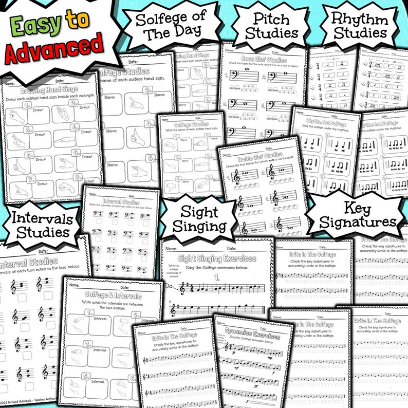 300 Solfege Worksheets - Tests Quizzes Homework Classwork Sub-work ...